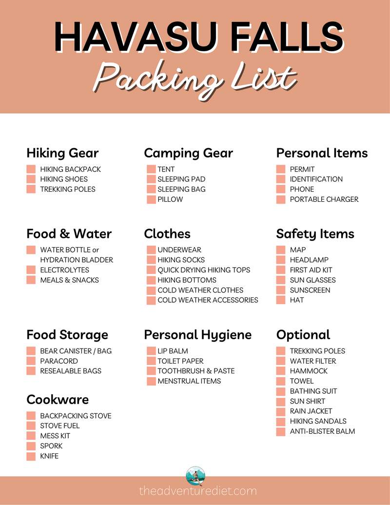What to Bring to Hike to Havasu Falls - The Ultimate Packing List for 2023